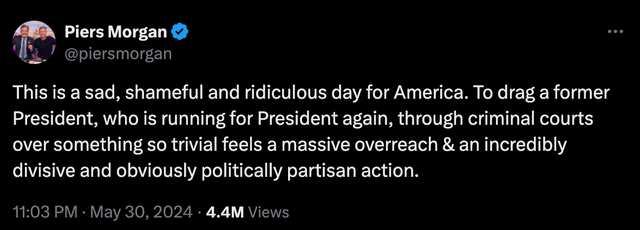 Piers Morgan defiende a Trump tras su condena y recibe fuertes críticas ...