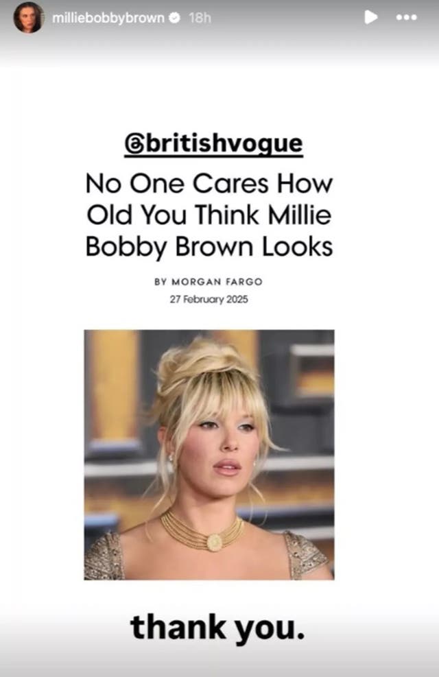 Millie Bobby Brown responde a nuevas críticas por parecer mayor, esta ...